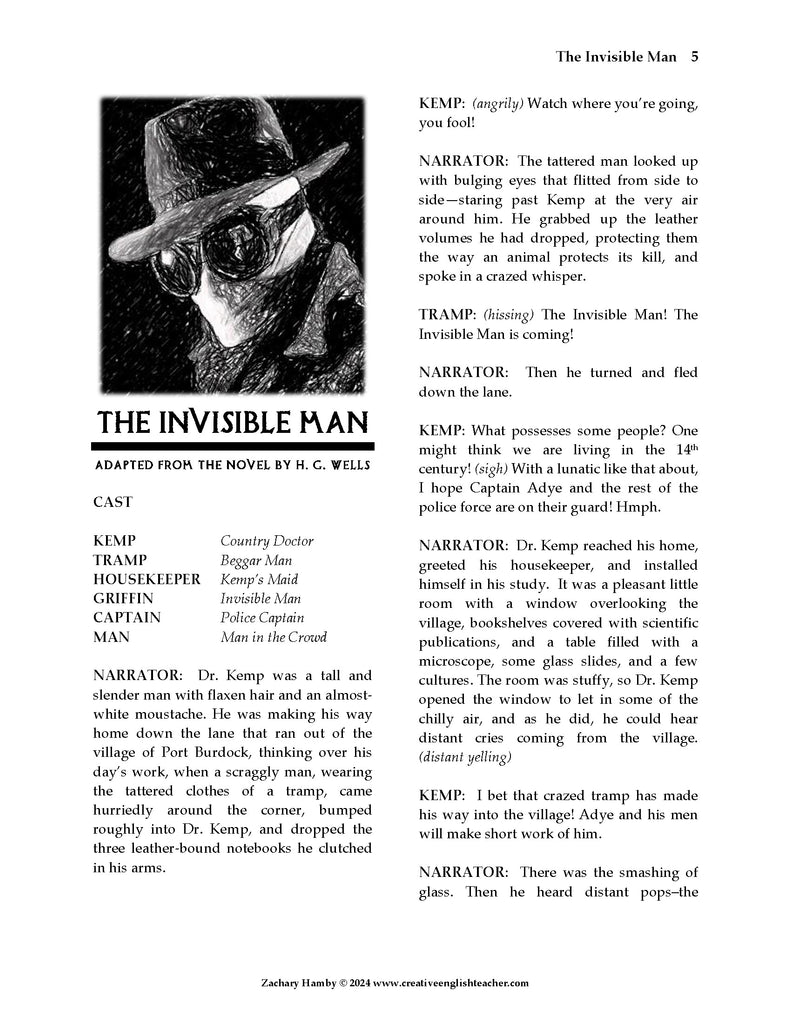 The Invisible Man: A Reader's Theater Script-Story – Creative English ...